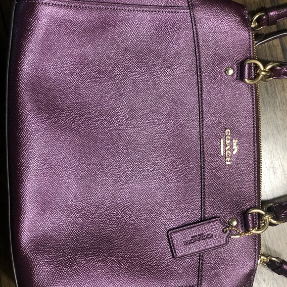 Coach | Bags | Coach Dark Purple Leather Carryall Purse | Poshmark